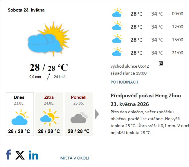 Počasí Heng Zhou, Čína dnes - aktuální předpověď počasí Heng Zhou ...